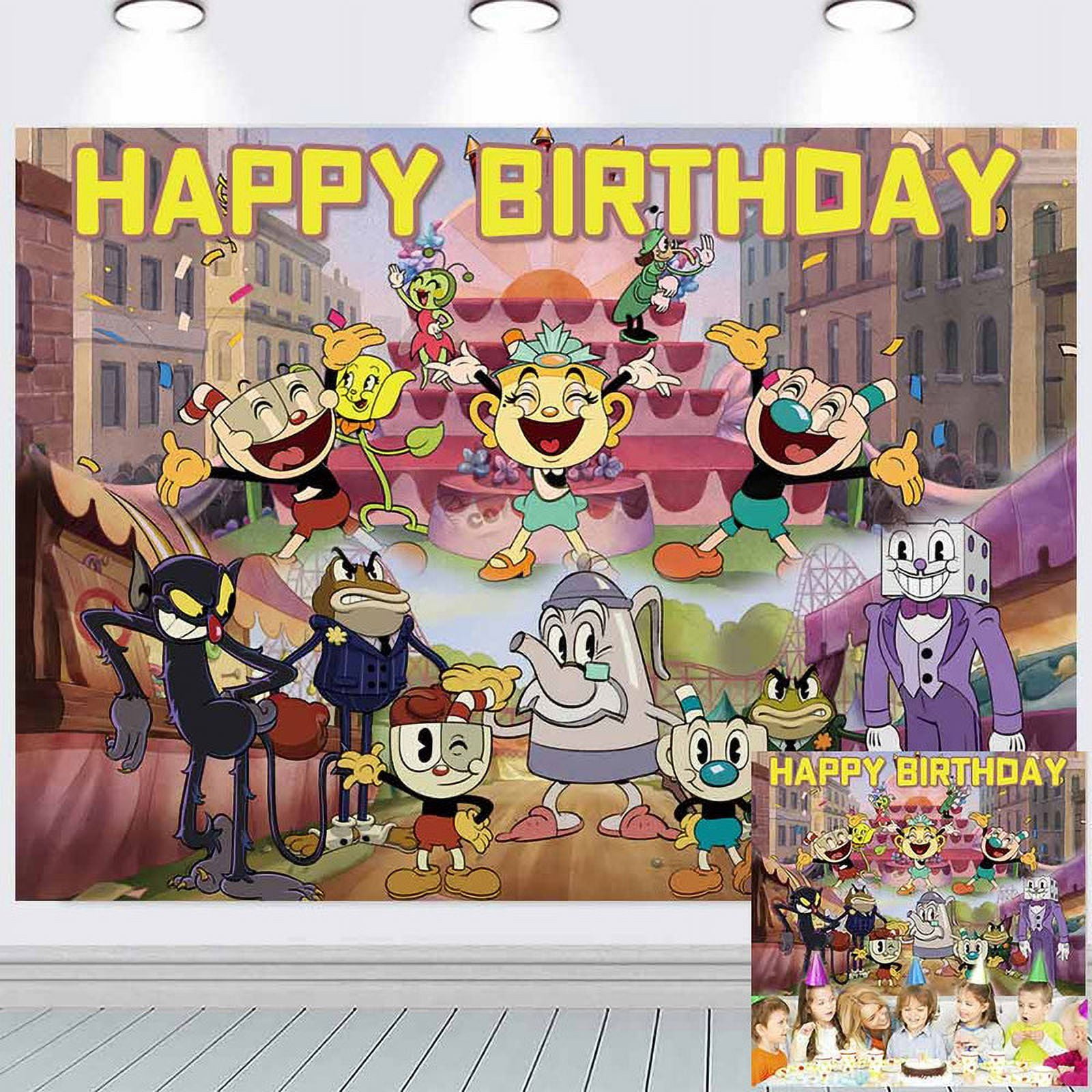 Cuphead Backdrop Banner Party Supplies Post Birthday Decorations ...