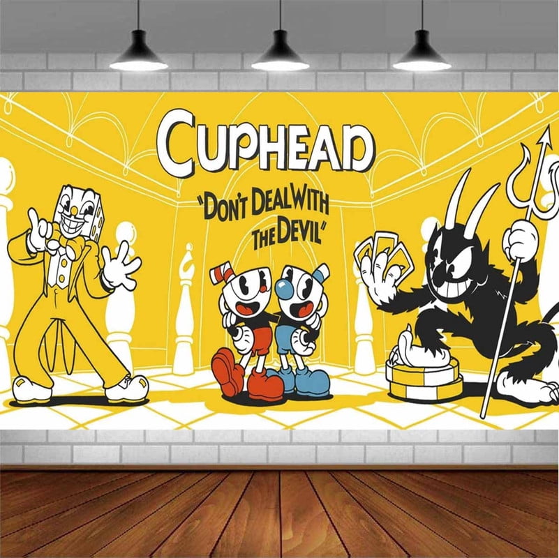 Cuphead Backdrop Banner Party Supplies Poster Movie Theme Background for Photography Birthday ...