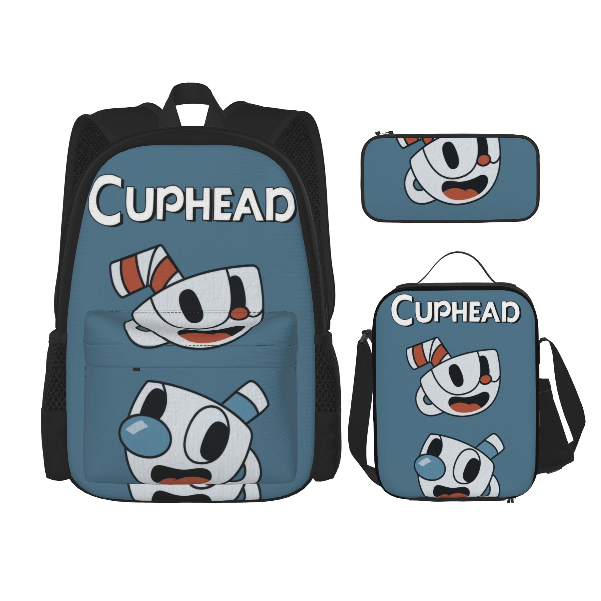Cup-Head Backpack Set, 3 Pcs Backpack Pencil Case Lunch Bag Casual ...
