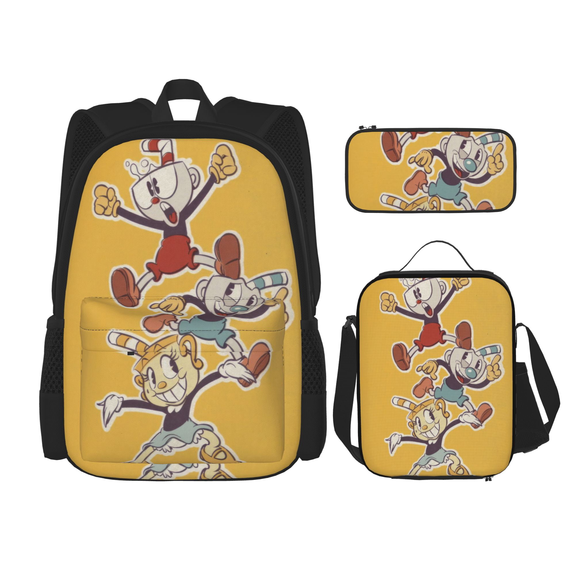 Cup-Head Backpack Set, 3 Pcs Backpack Pencil Case Lunch Bag Casual ...