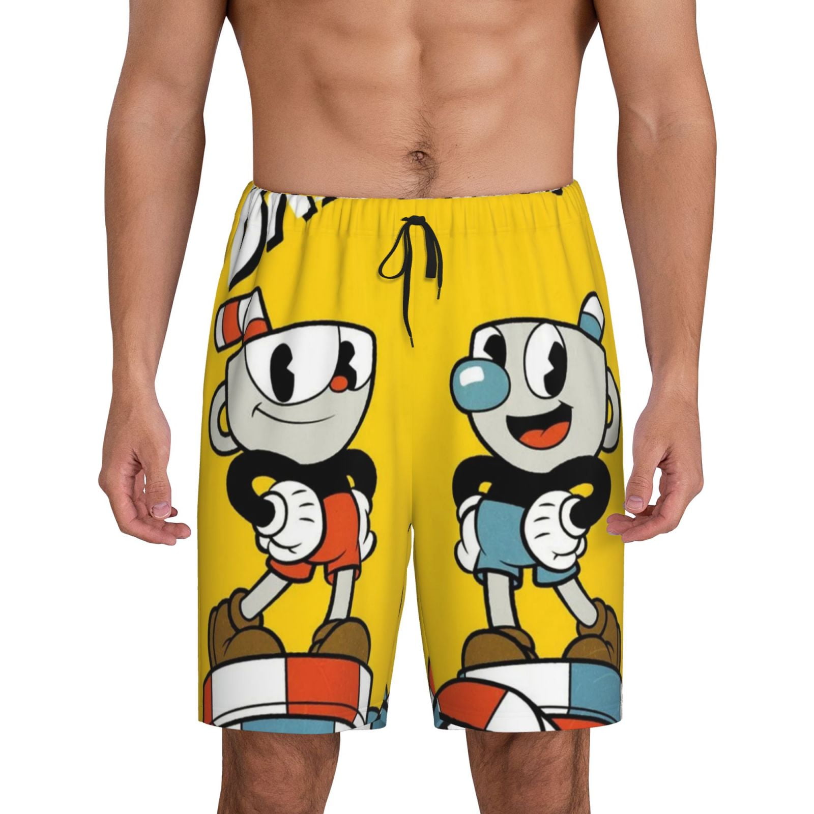 Cuphead Brother Mugman Men's Short Pajama Pants Lightweight Daily Lounge Shorts Bottoms ...