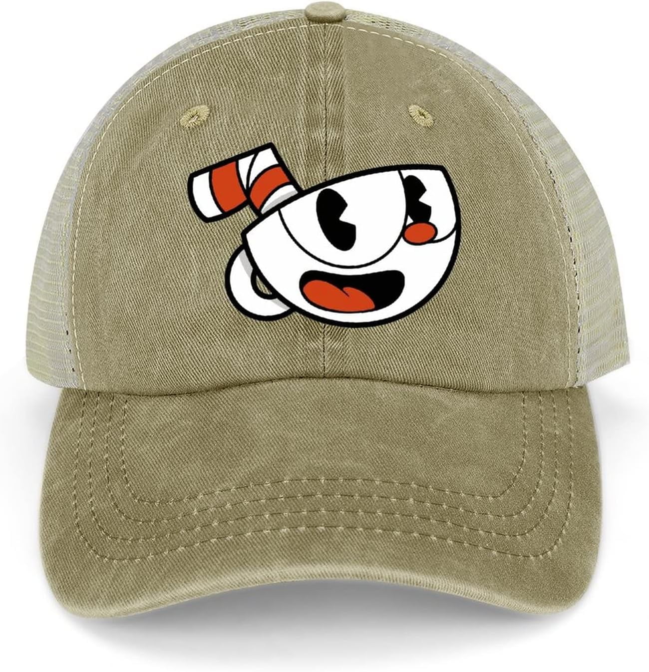 Cuphead Cap Casual Adult Baseball Cap Adjustable Hollow Denim Hats ...