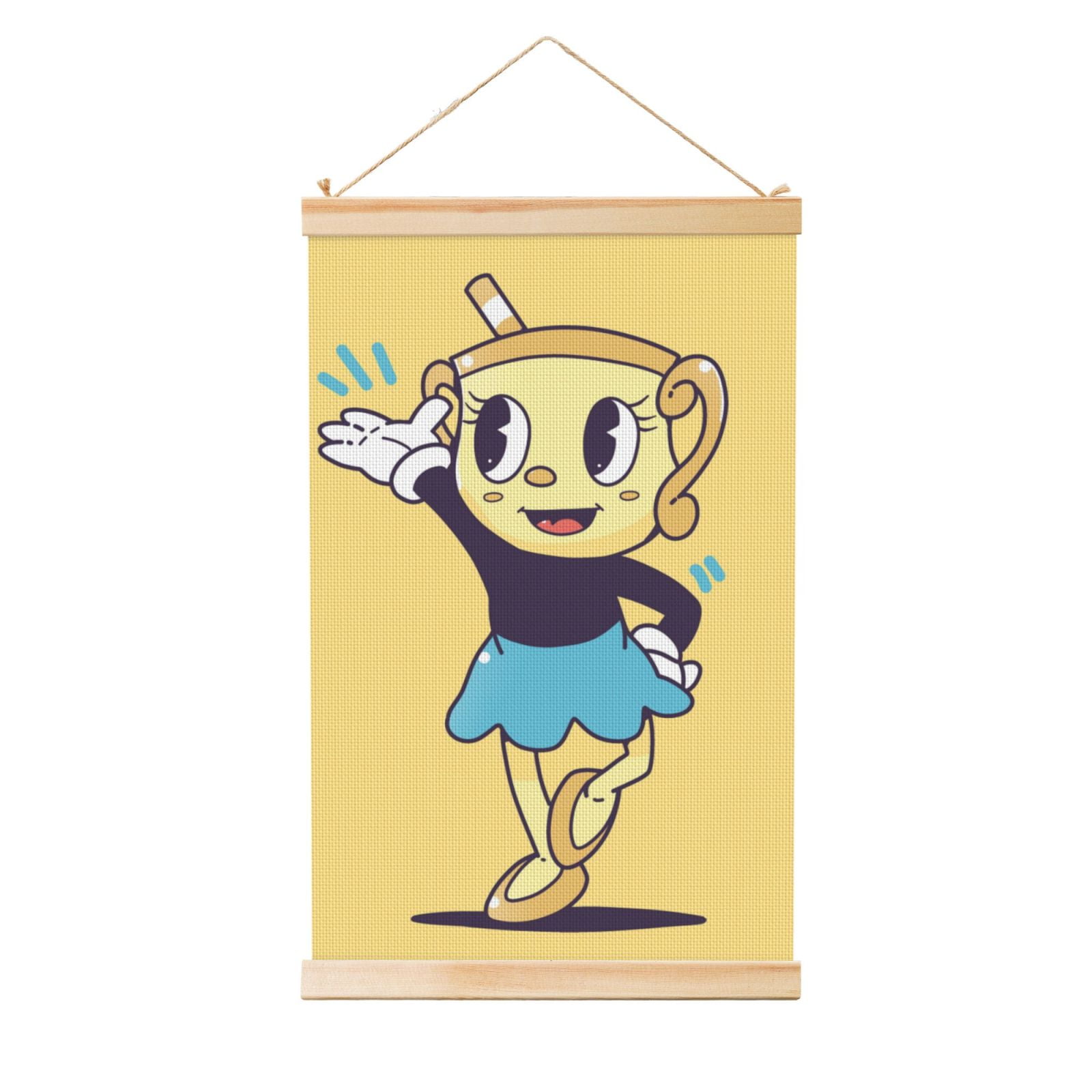 Cuphead Chalice Wooden Shaft Hanging Poster Canvas Wall Hanging Banner ...