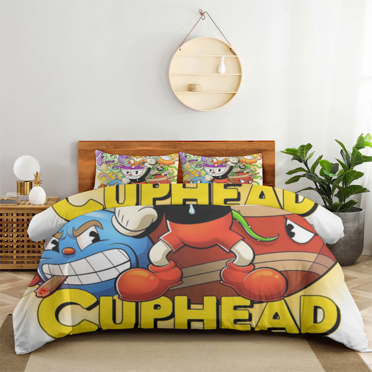 Cuphead Comfortable Set,3-Piece Cuphead Controller Goth Bedding Set ...