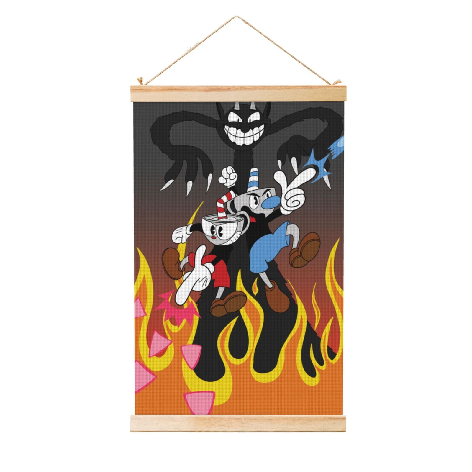 Cuphead Game Wooden Shaft Hanging Poster Canvas Wall Hanging Banner ...