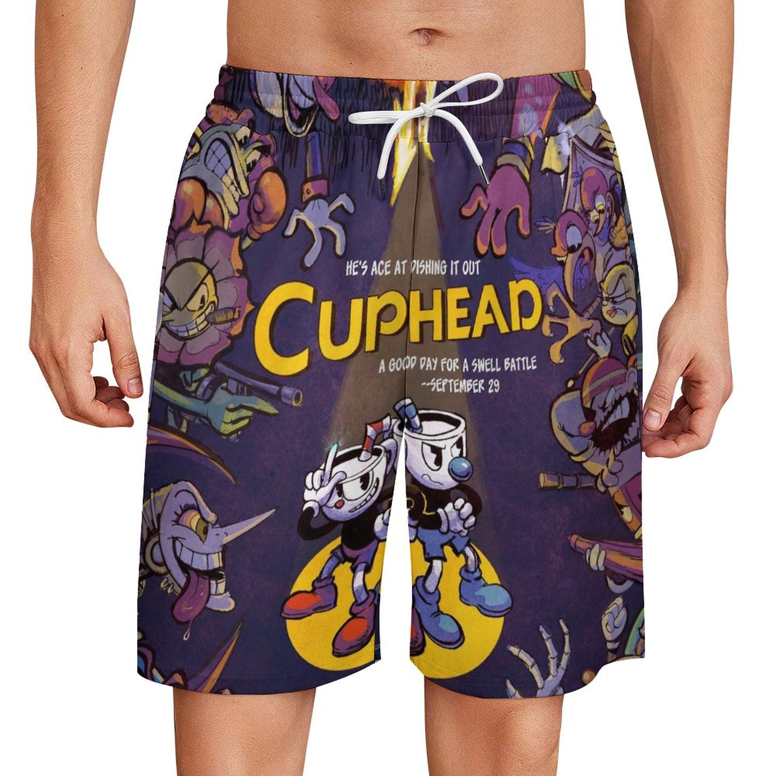 Cuphead Movie Short Sweatpants Summer Daily Cozy Lounge Shorts 3D ...