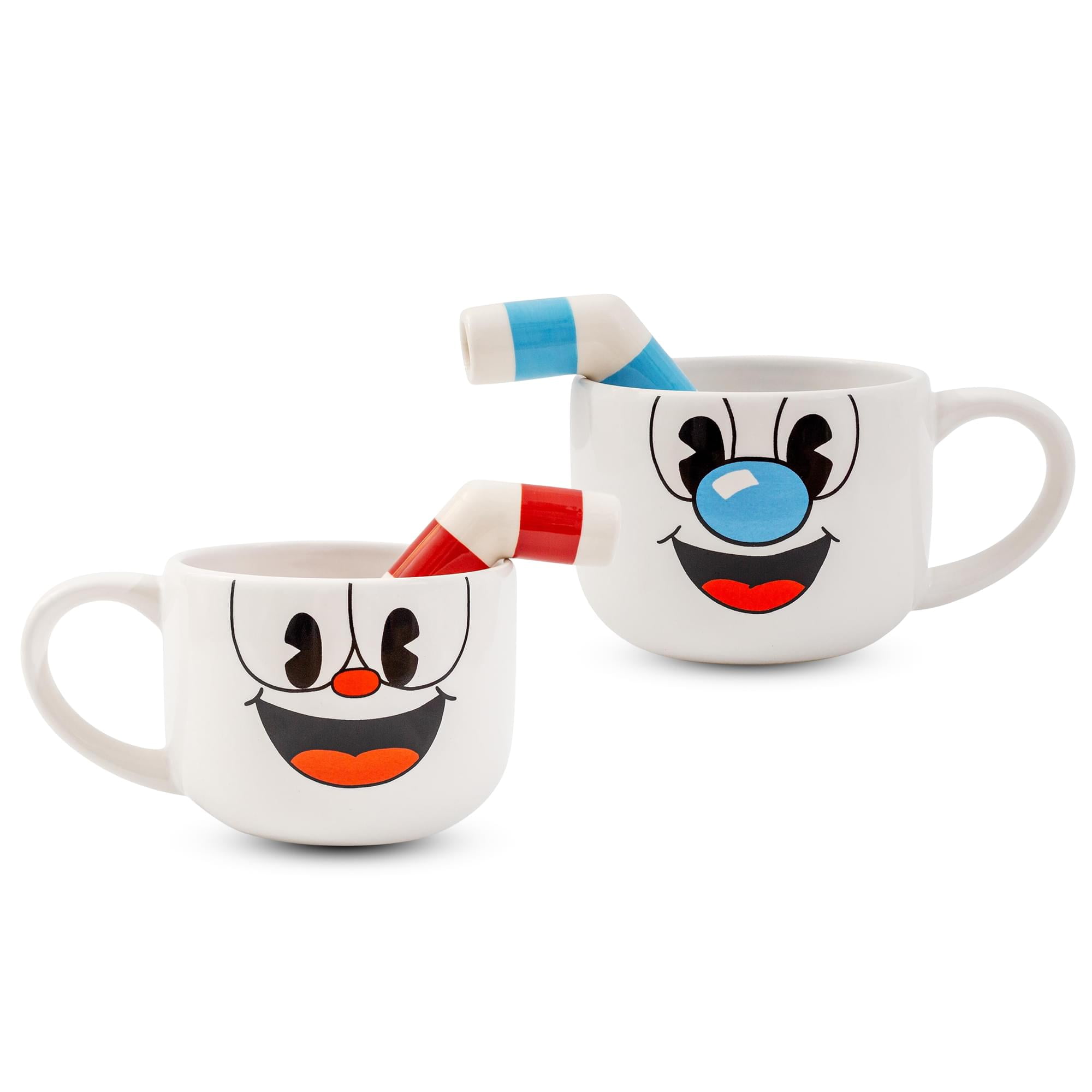 Cuphead & Mugman 24oz Ceramic Mug and Straw | Set of 2 - Walmart.com