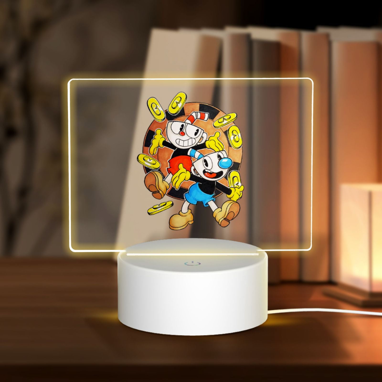 Cuphead Mugman Acrylic Night Light Adjustable 3 Light Modes USB Cable ...