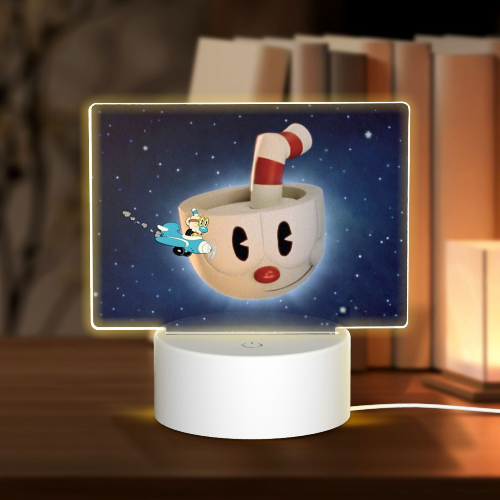 Cuphead Mugman Acrylic Night Light Adjustable 3 Light Modes USB Cable ...