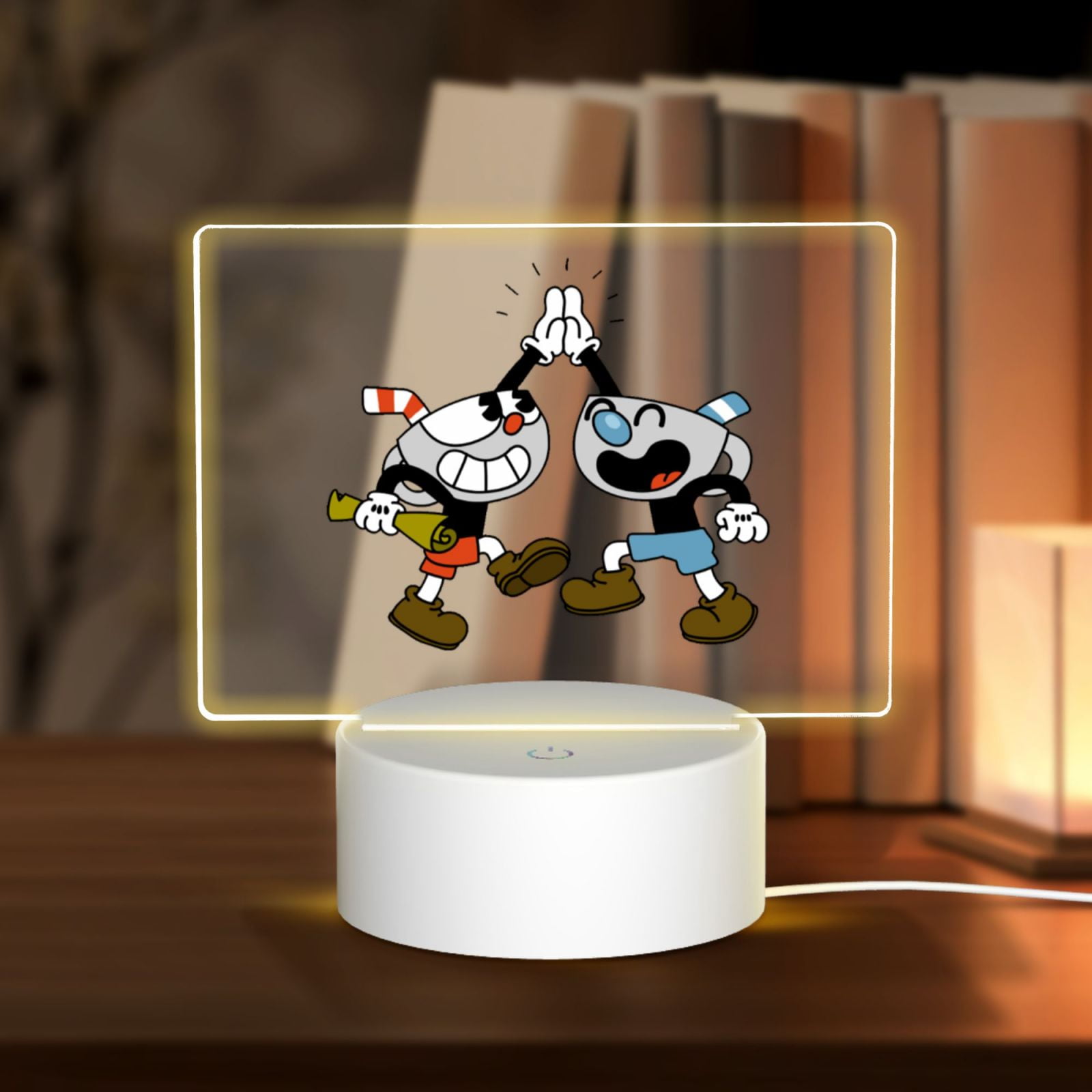 Cuphead Mugman Acrylic Night Light Adjustable 3 Light Modes USB Cable ...