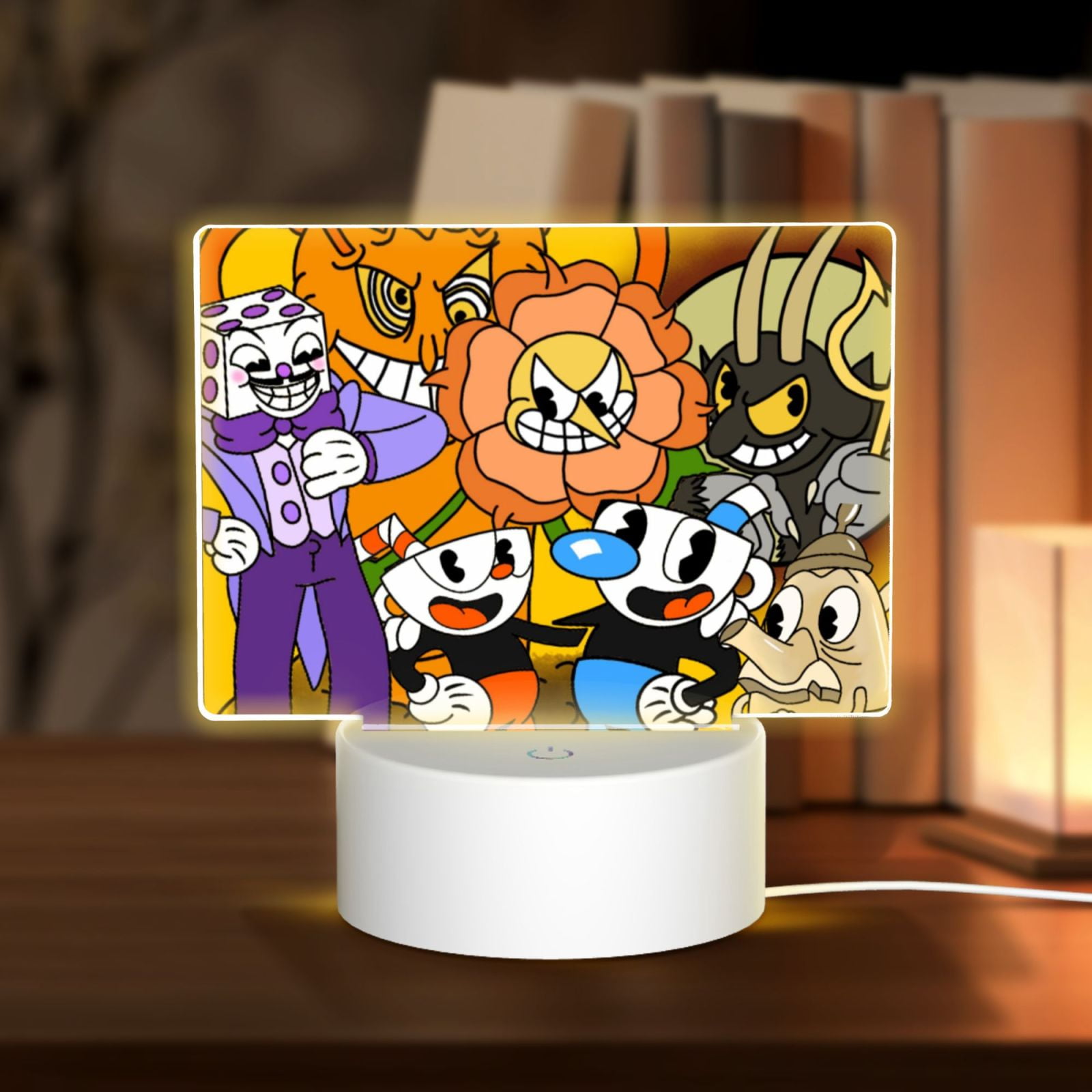 Cuphead Mugman Acrylic Night Light Adjustable 3 Light Modes USB Cable ...