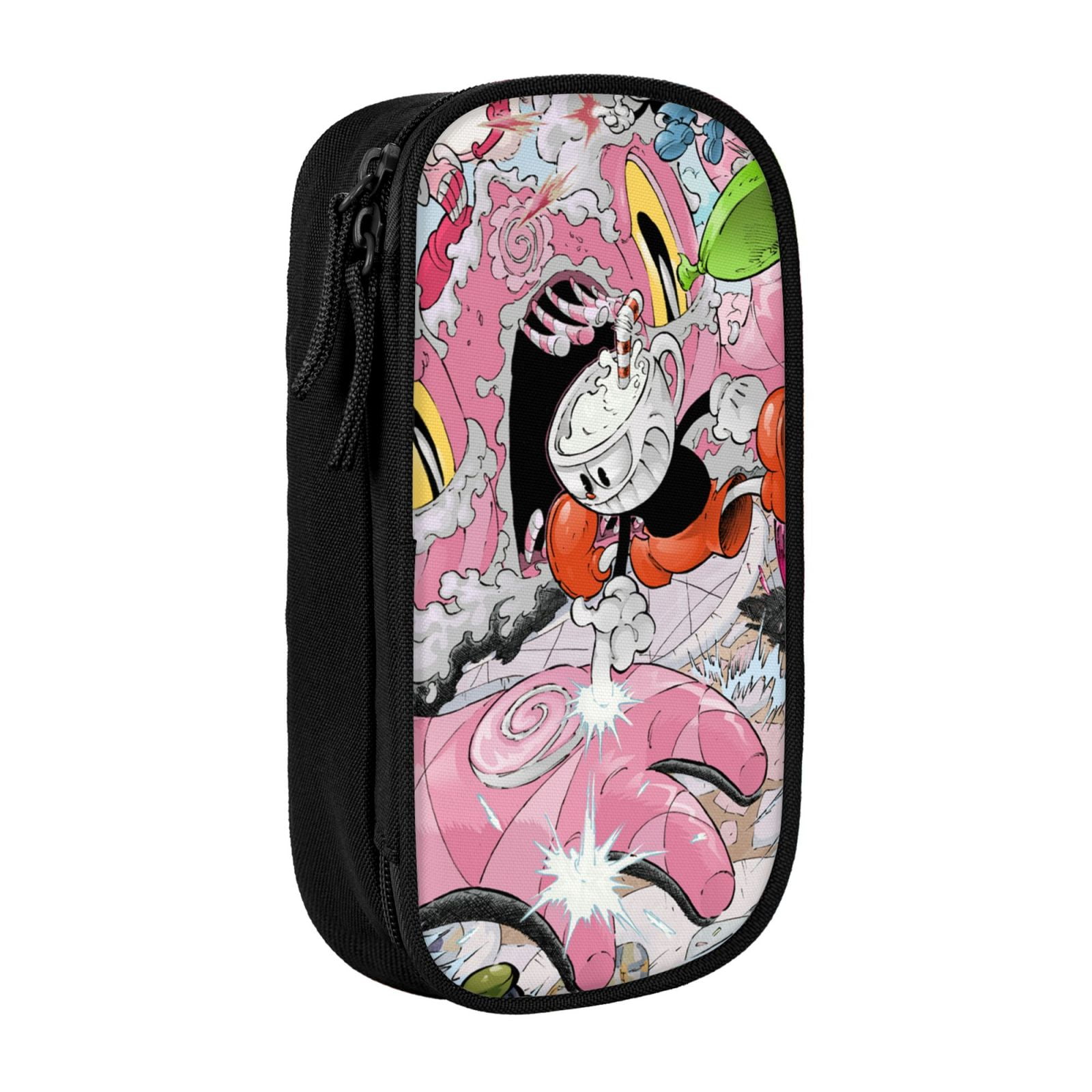 Cuphead Mugman Cartoon Pencilcase Large Capacity Pencase Double-layer ...