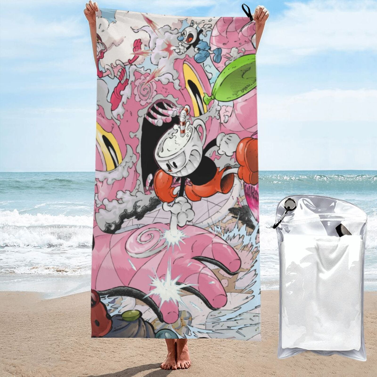 Cuphead Mugman Cartoon Quick Dry Bath Towel Lightweight Soft Absorbent ...