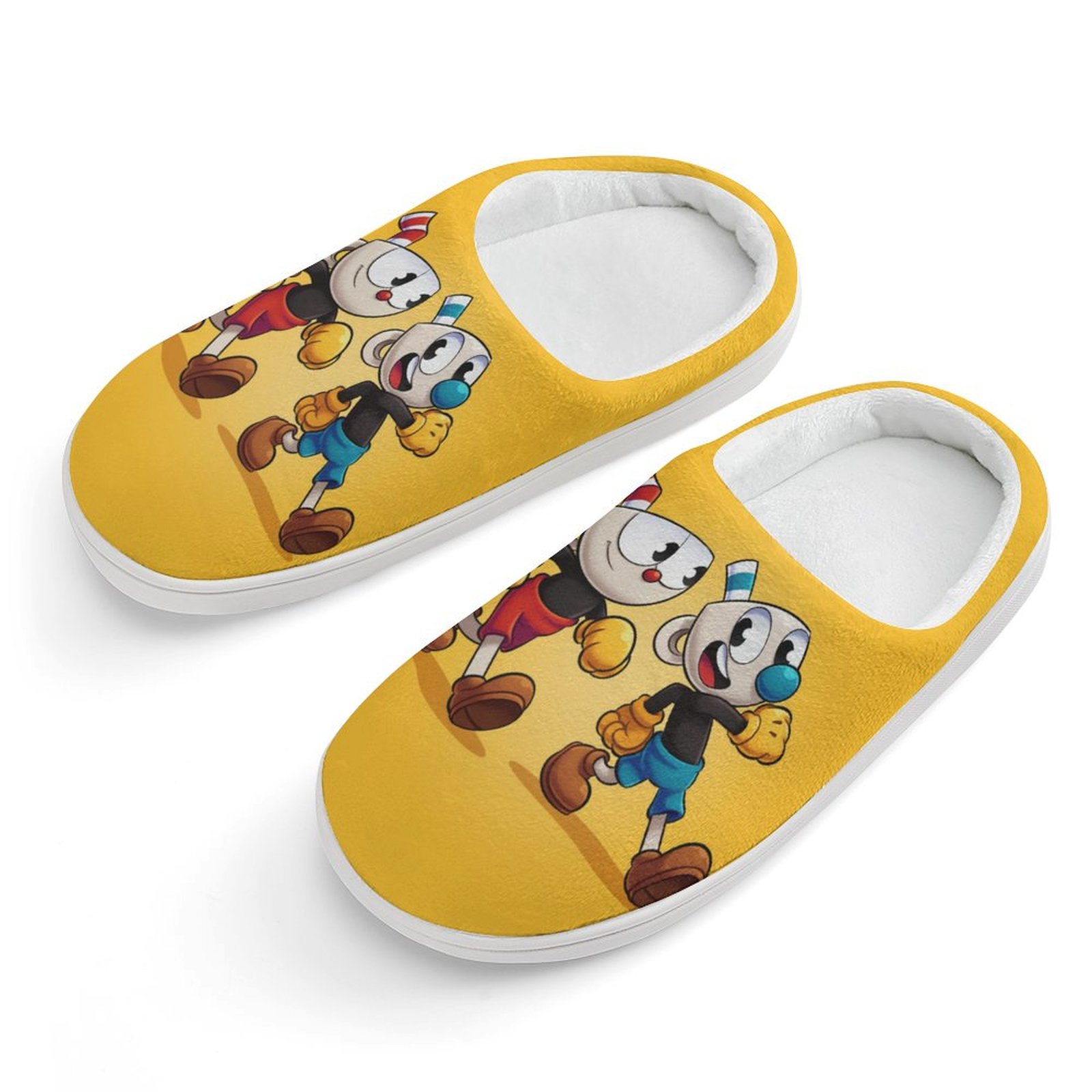Cuphead Mugman Game Kid's Cotton Slippers Winter Warm Soft Plush ...