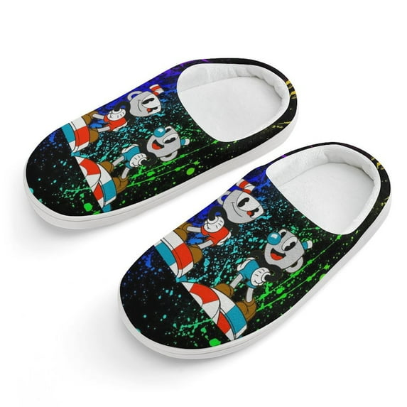 Cuphead Mugman Game Kid's Cotton Slippers Winter Warm Soft Plush ...