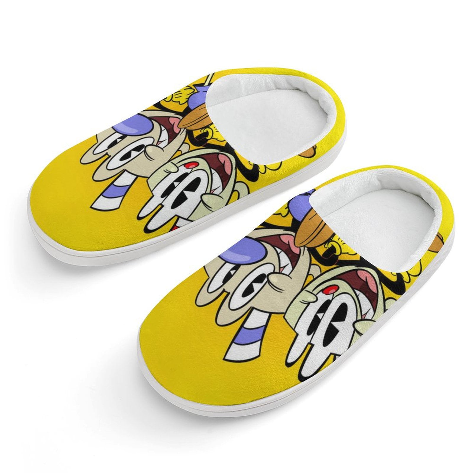 Cuphead Mugman Kid's Cotton Slippers Winter Warm Soft Plush Slippers ...
