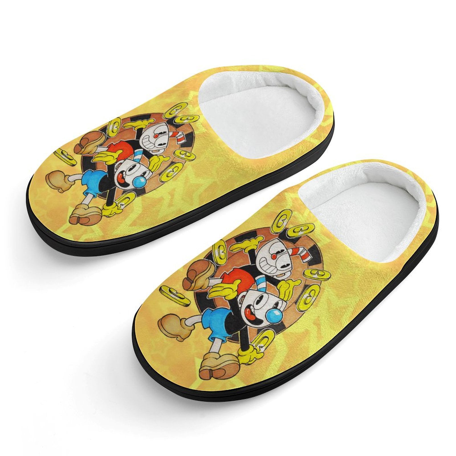 Cuphead Mugman Kid's Cotton Slippers Winter Warm Soft Plush Slippers ...