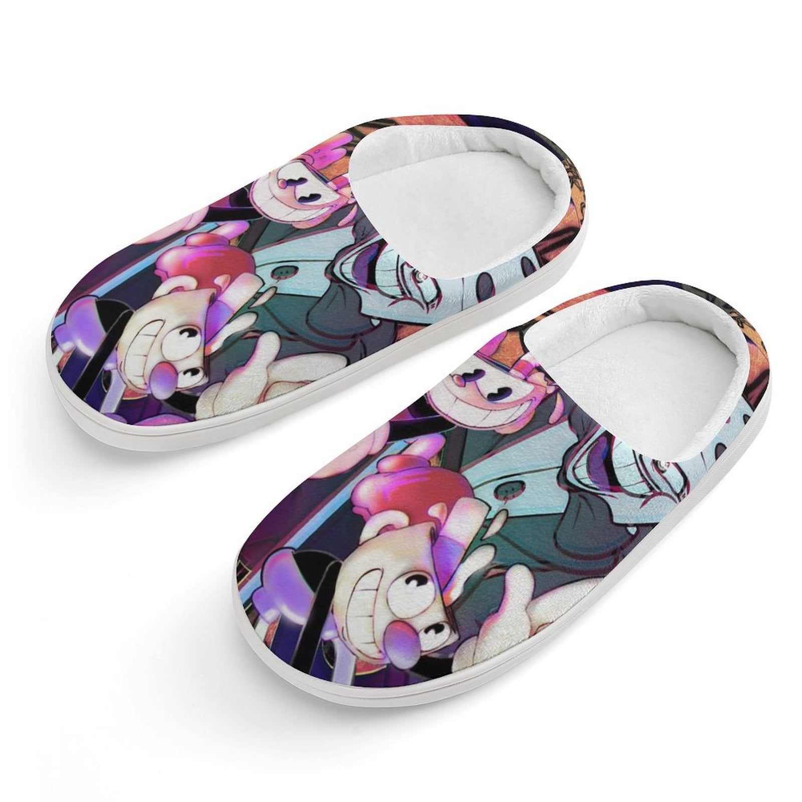 Cuphead Mugman Kid's Cotton Slippers Winter Warm Soft Plush Slippers ...