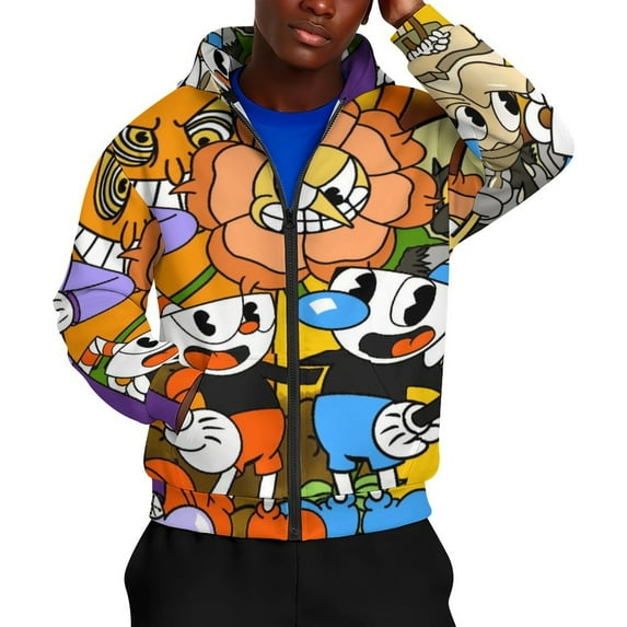 Cuphead Mugman Teen Sweatshirts Zipper Hoodies Jacket Coat With Pockets ...