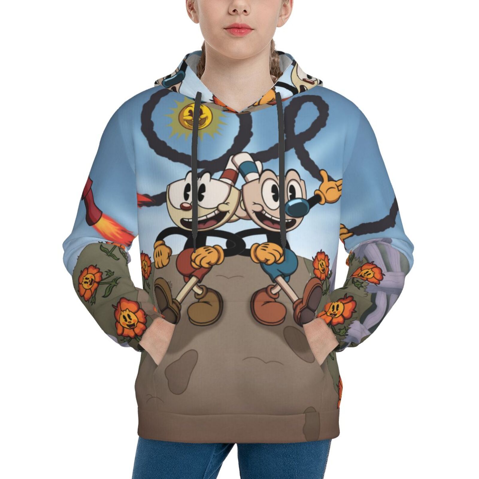 Cuphead Mugman Youth Sweatshirt Hoodies Pullover 3D Print Novelty ...