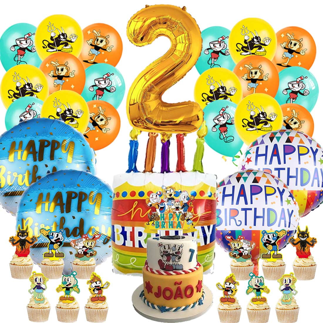 Cuphead Party Supplies 2nd Decor Kit Balloons Birthday Cake Topper ...