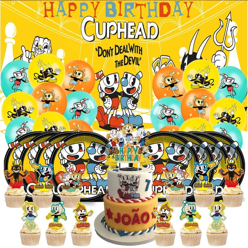 Cuphead Party Supplies Cake Topper Paper Plates Banner Decor Tableware ...
