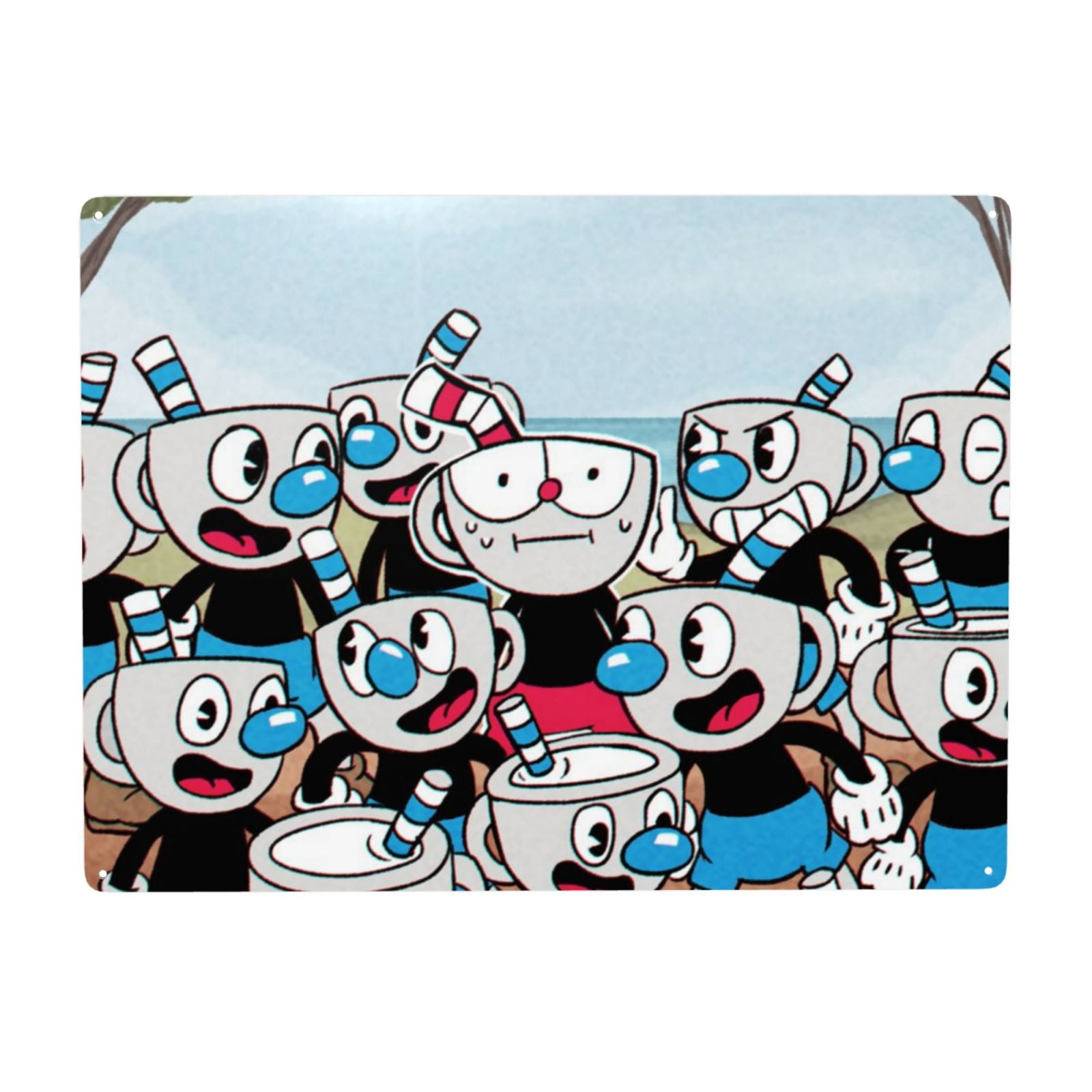 Cuphead Pattern Metal Sign Home Wall Art Decor Metal Tin Signs Vintage ...