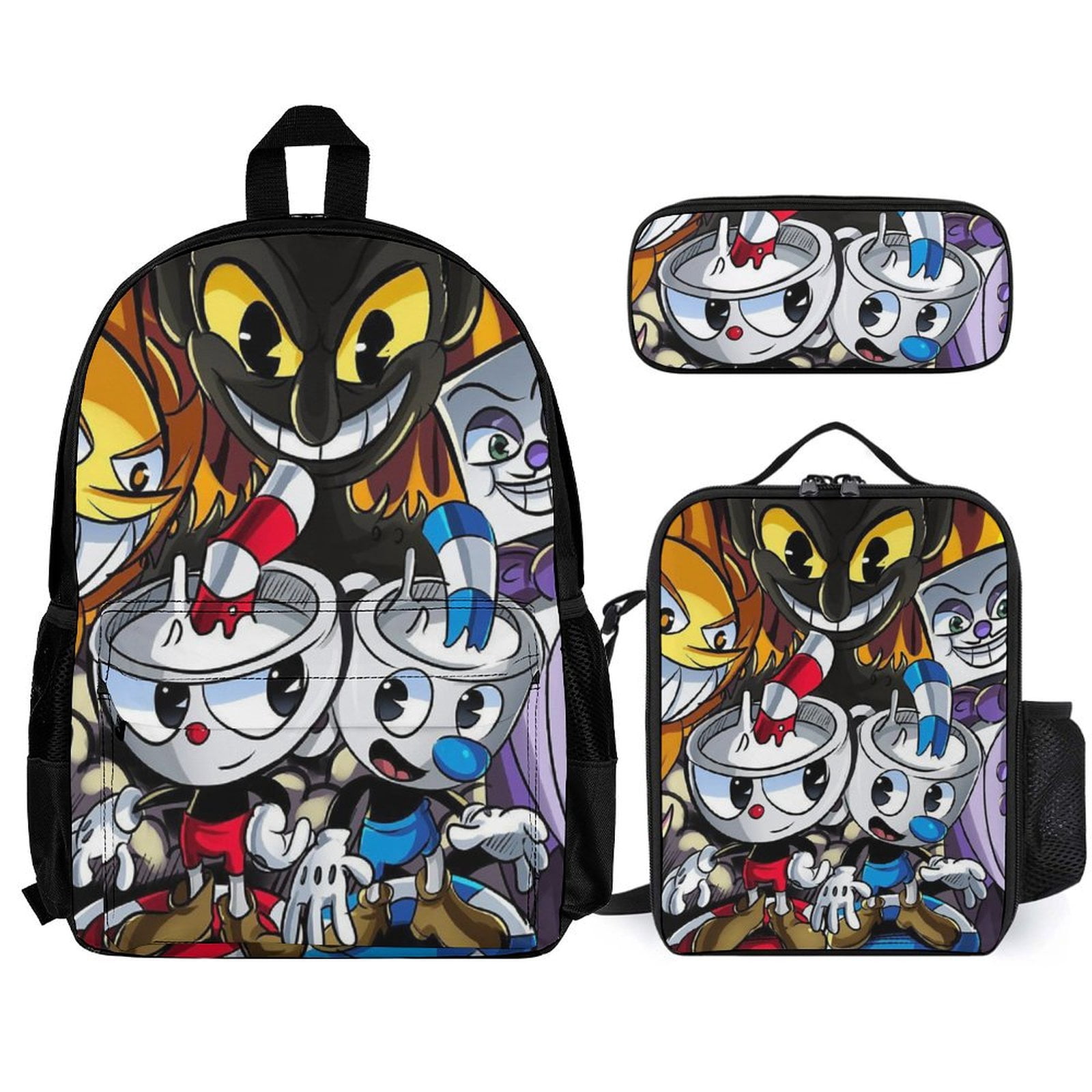 Cuphead Pocket Backpack, Crossbody Lunch Bag, Pen Case Set Three Piece ...