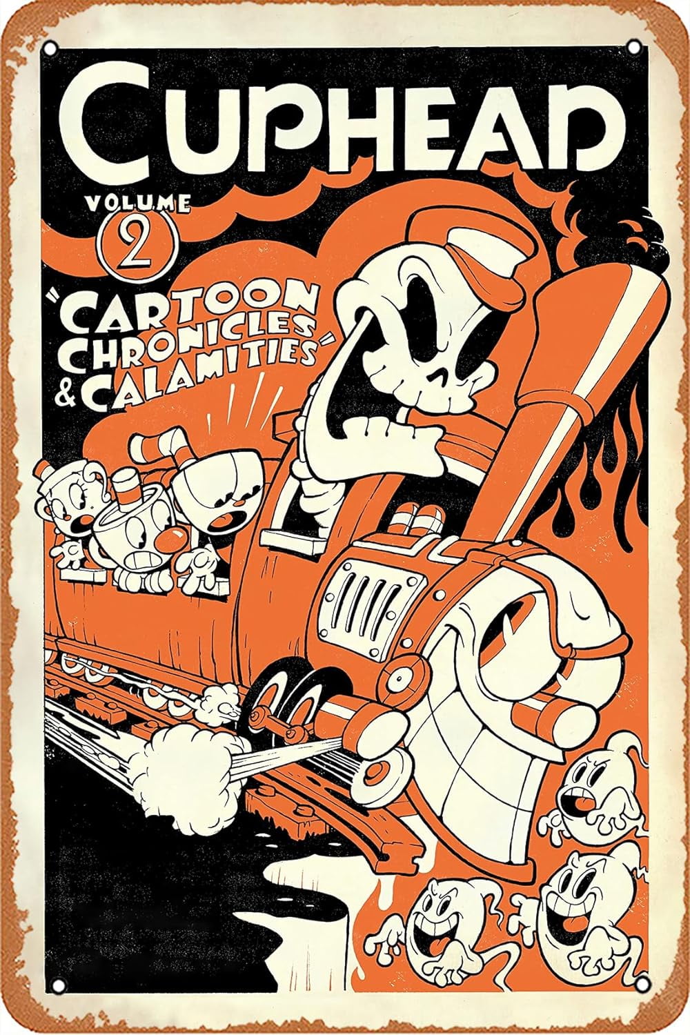 Cuphead Poster Metal Sign Tin Vintage Funny Gift, Retro Wall Decor for ...