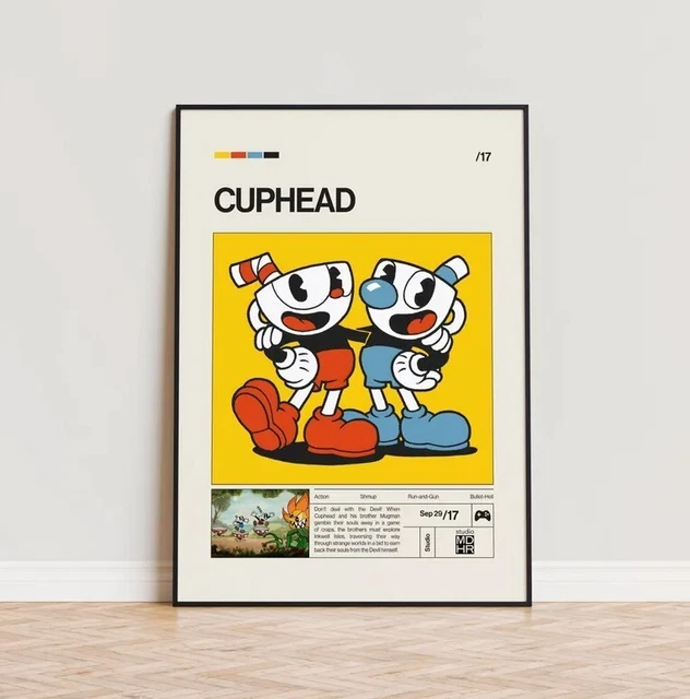 Cuphead Poster, Video Game Poster, Minimalist Game Print, Gaming Room Poster NO FRAMED POSTER ...