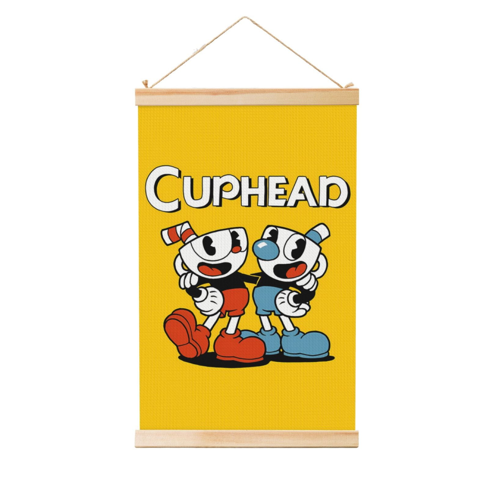 Cuphead Posters For Room Wall Art Wooden Shaft Hanging Banner Decor ...