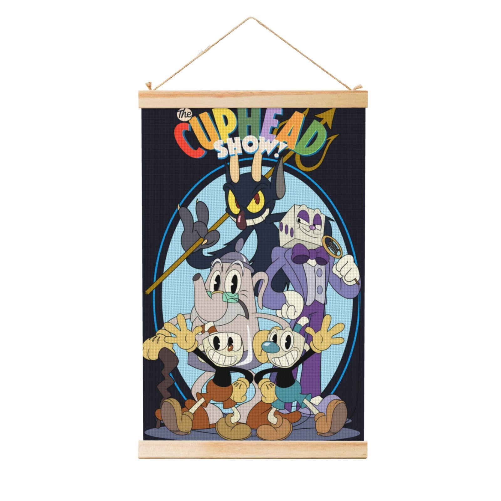 Cuphead Posters For Room Wall Art Wooden Shaft Hanging Banner Decor ...