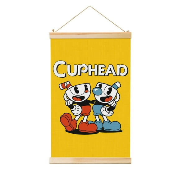 Cuphead Game Wooden Shaft Hanging Poster Canvas Wall Hanging Banner ...