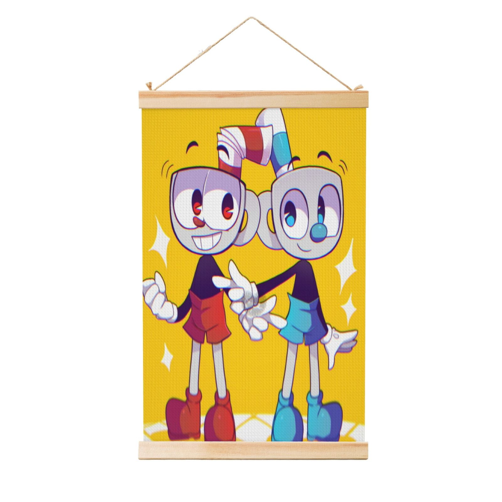 Cuphead Posters Wall Hanging Wooden Shaft Poster Wall Art Aesthetic Hanger Frame Poster Home ...