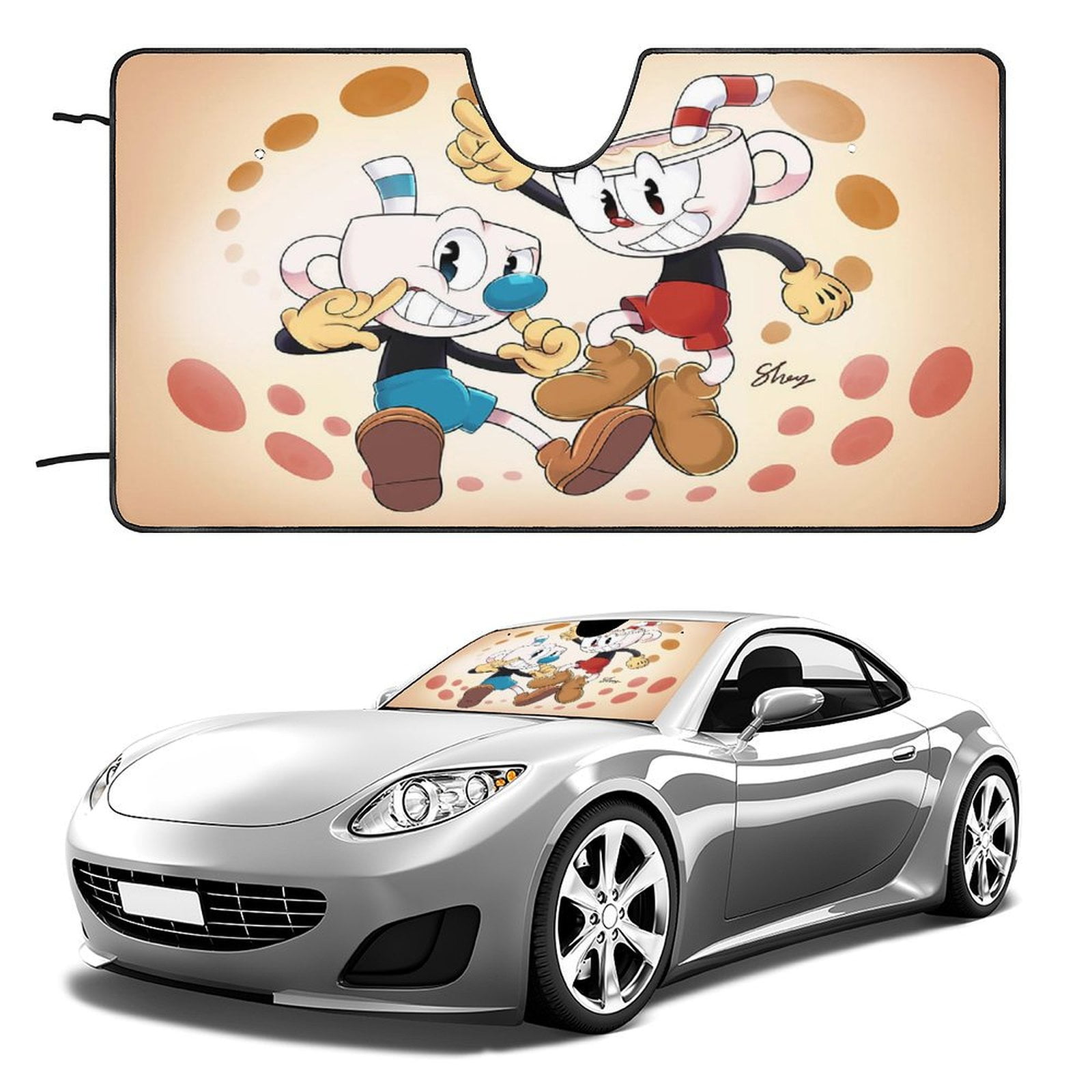 The Cuphead Show Car Windshield Sun Shade, Foldable Sun Shade for Car ...