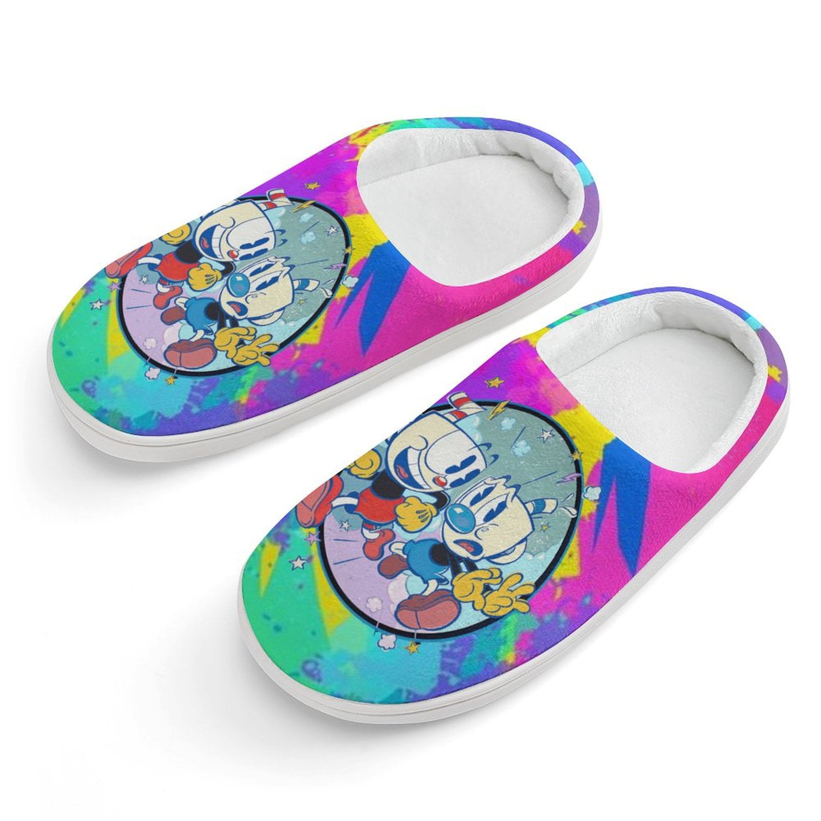 Cuphead Show Cartoon Kid's Cotton Slippers Winter Warm Soft Plush ...