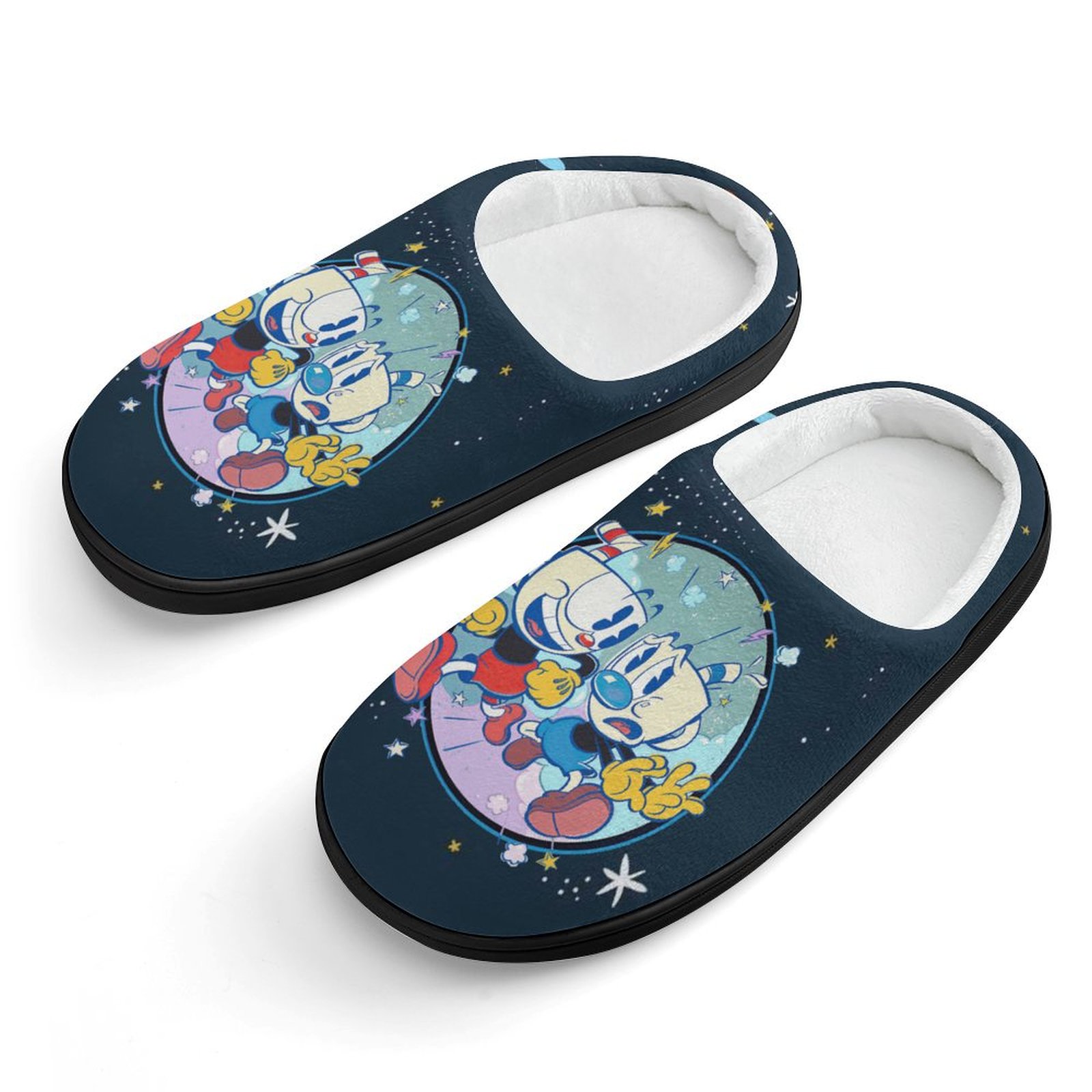 Cuphead Show Cartoon Kid's Cotton Slippers Winter Warm Soft Plush ...