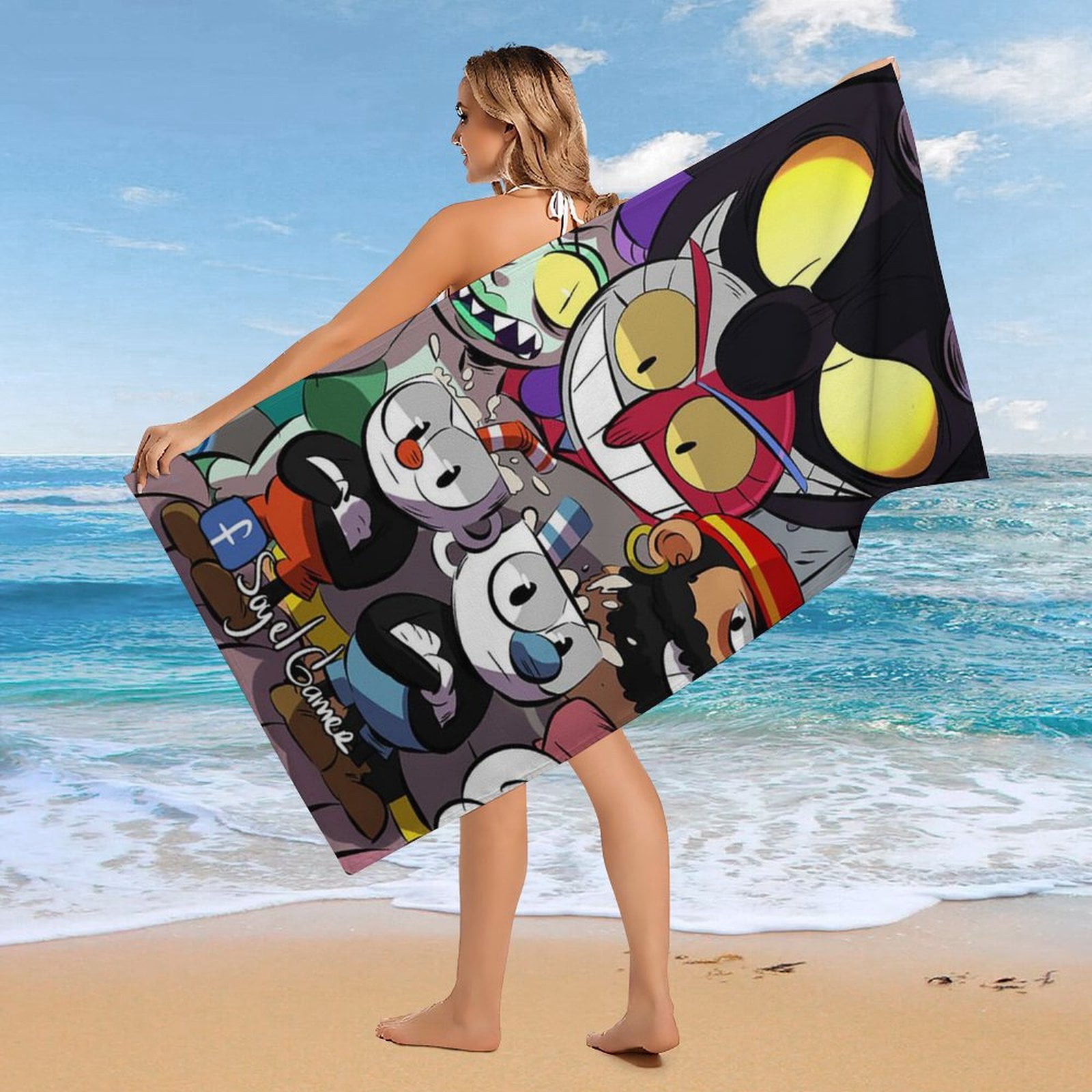 The Cuphead Show Microfiber Beach Towel, Oversized Sand Free Travel ...