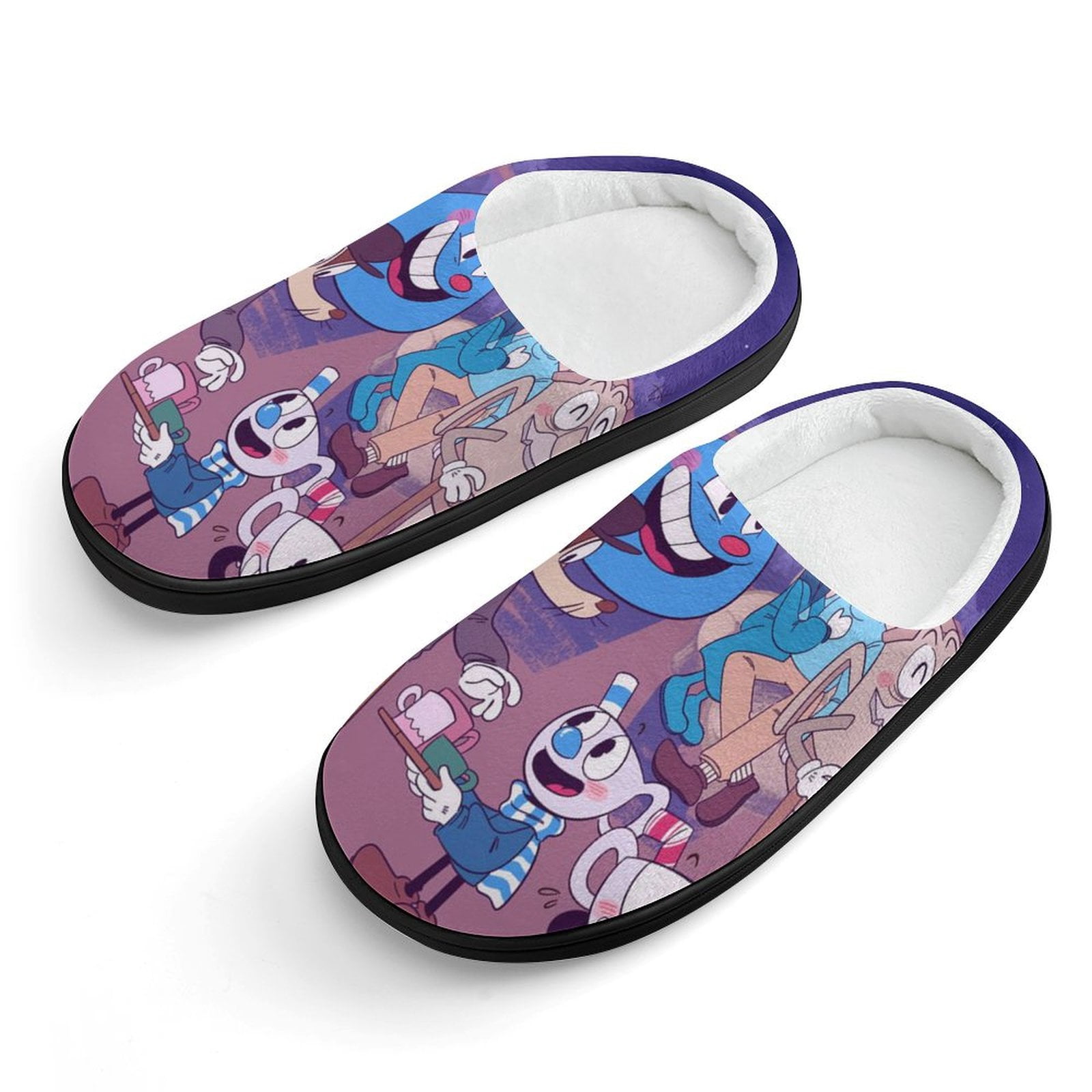 Cuphead Show Mugman Kid's Cotton Slippers Winter Warm Soft Plush ...