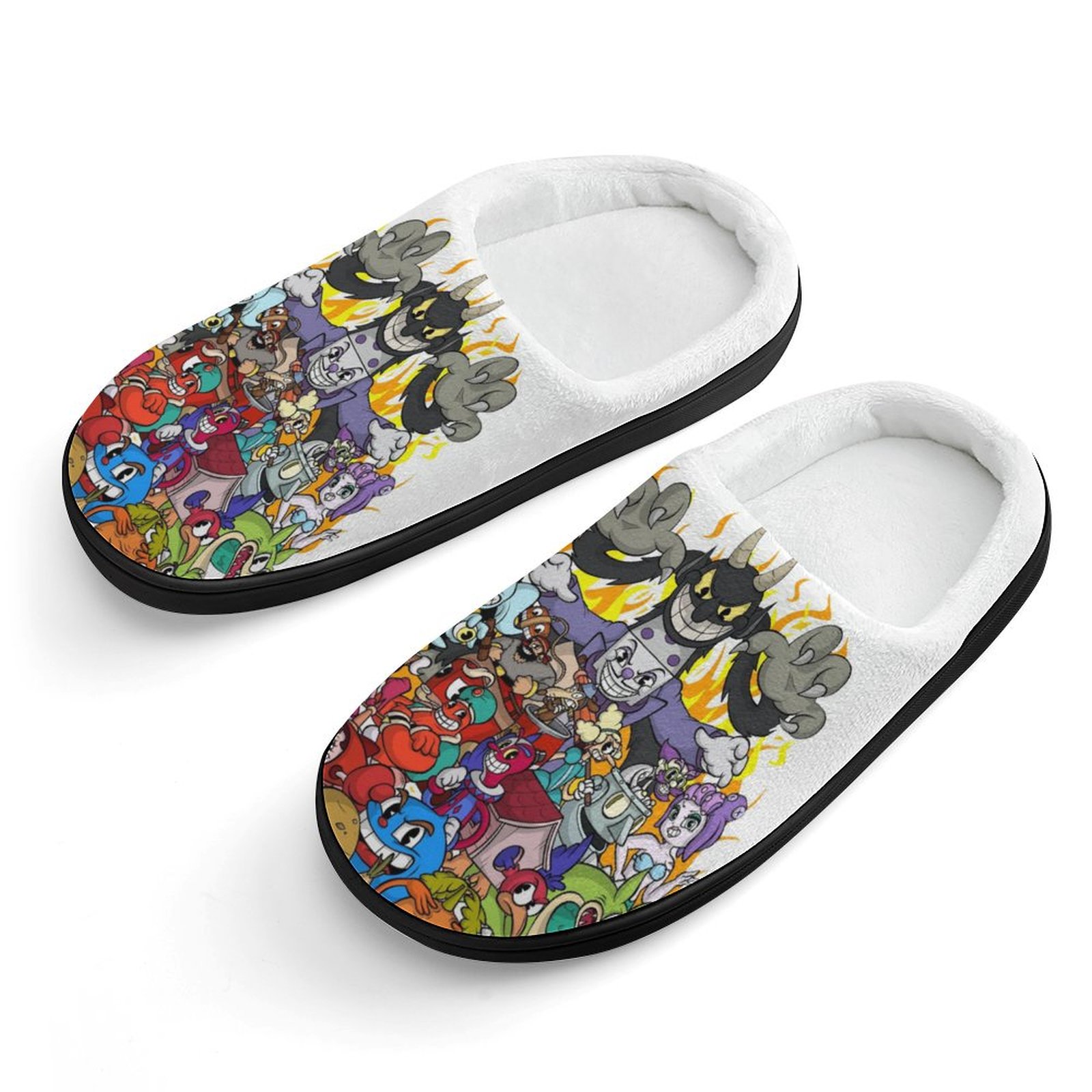 The Cuphead Show Slippers for Kids, Cute Soft Plush Anti-slip Fluffy ...