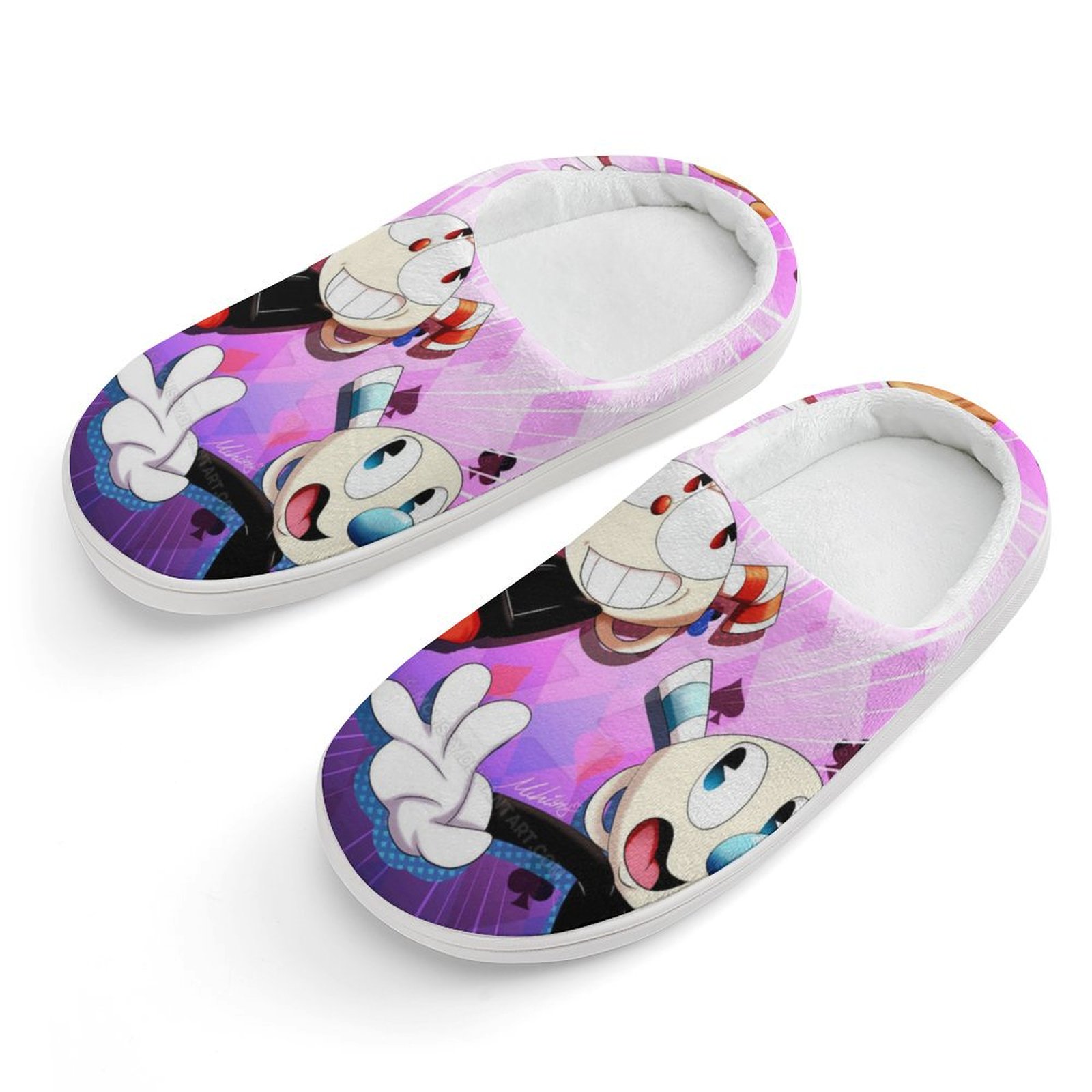 The Cuphead Show Slippers for Kids, Cute Soft Plush Anti-slip Fluffy ...