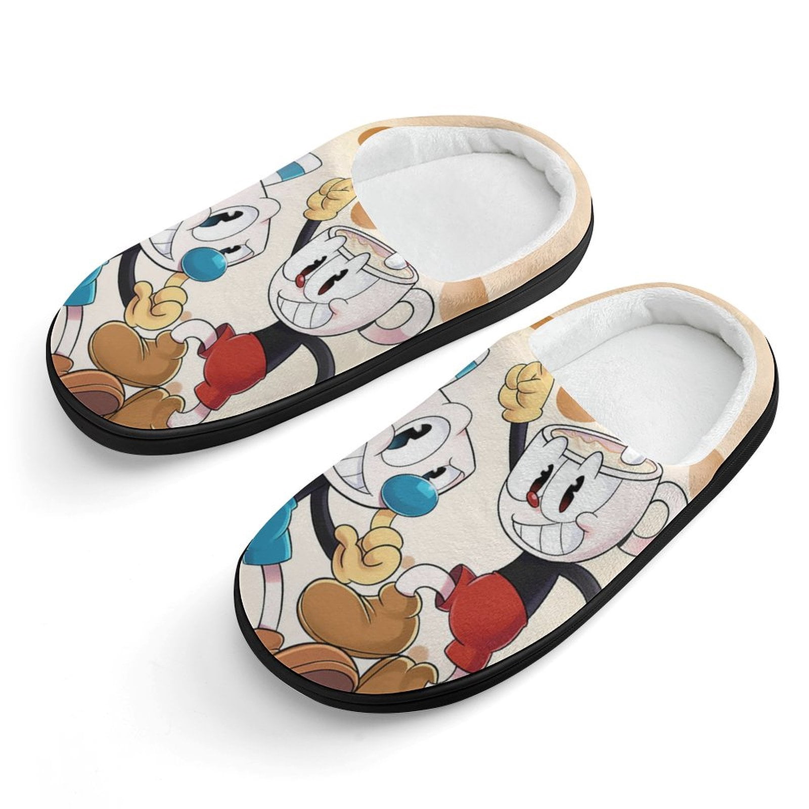 The Cuphead Show Slippers for Kids, Cute Soft Plush Anti-slip Fluffy ...