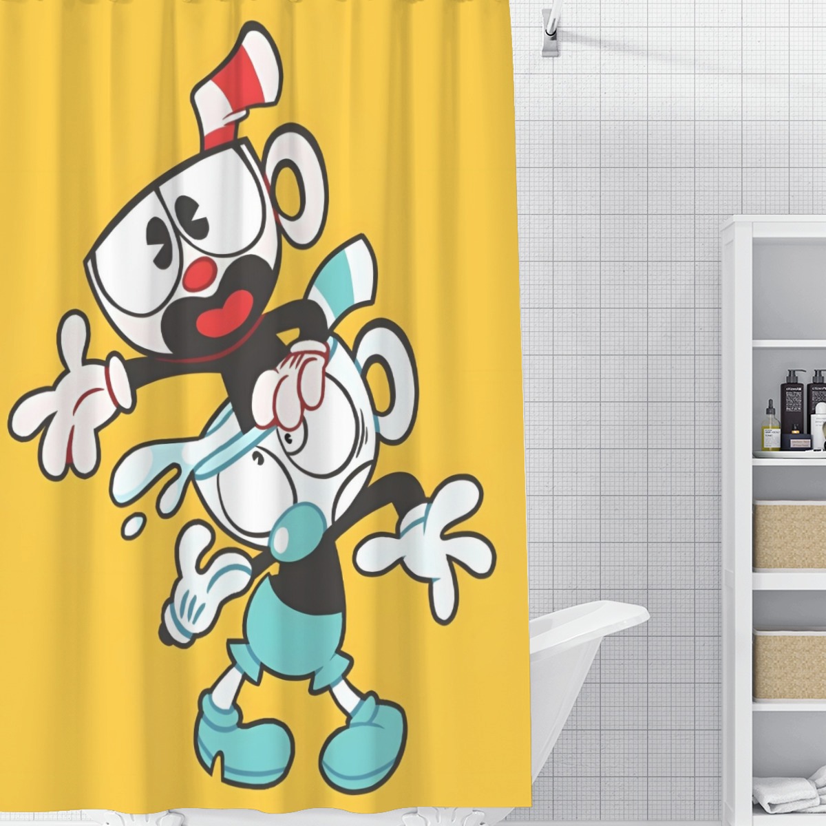 Cuphead Shower Curtain 35*70.8 Inches Waterproof And Durable Vivid ...