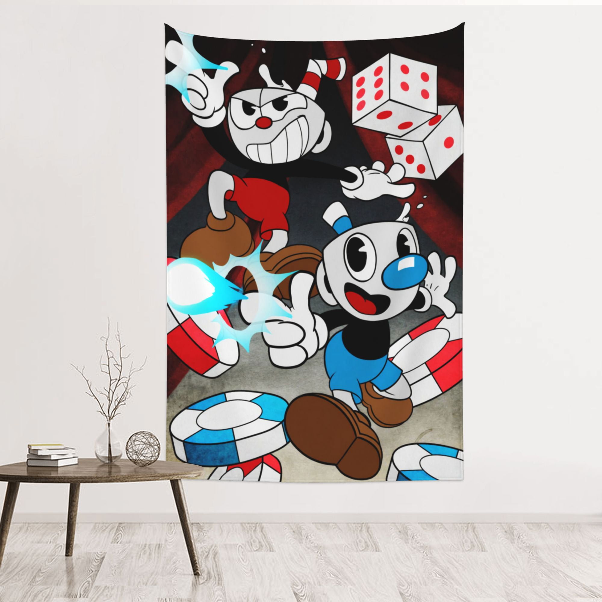Cuphead Tapestry Poster Printing Wall Hanging Tapestries Wall Art Tapestry for Bedroom Living ...