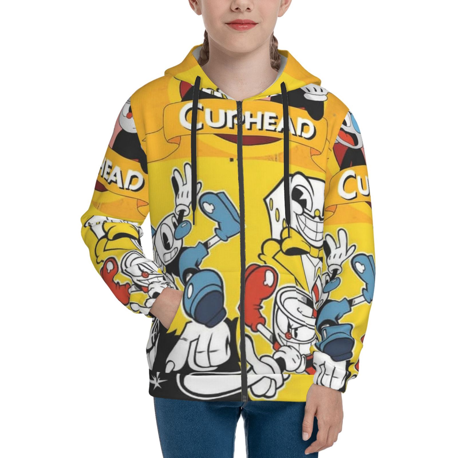Cuphead Teenager Hoodies Shirt Zipper Sweatshirts Hooded Hoody Clothes ...