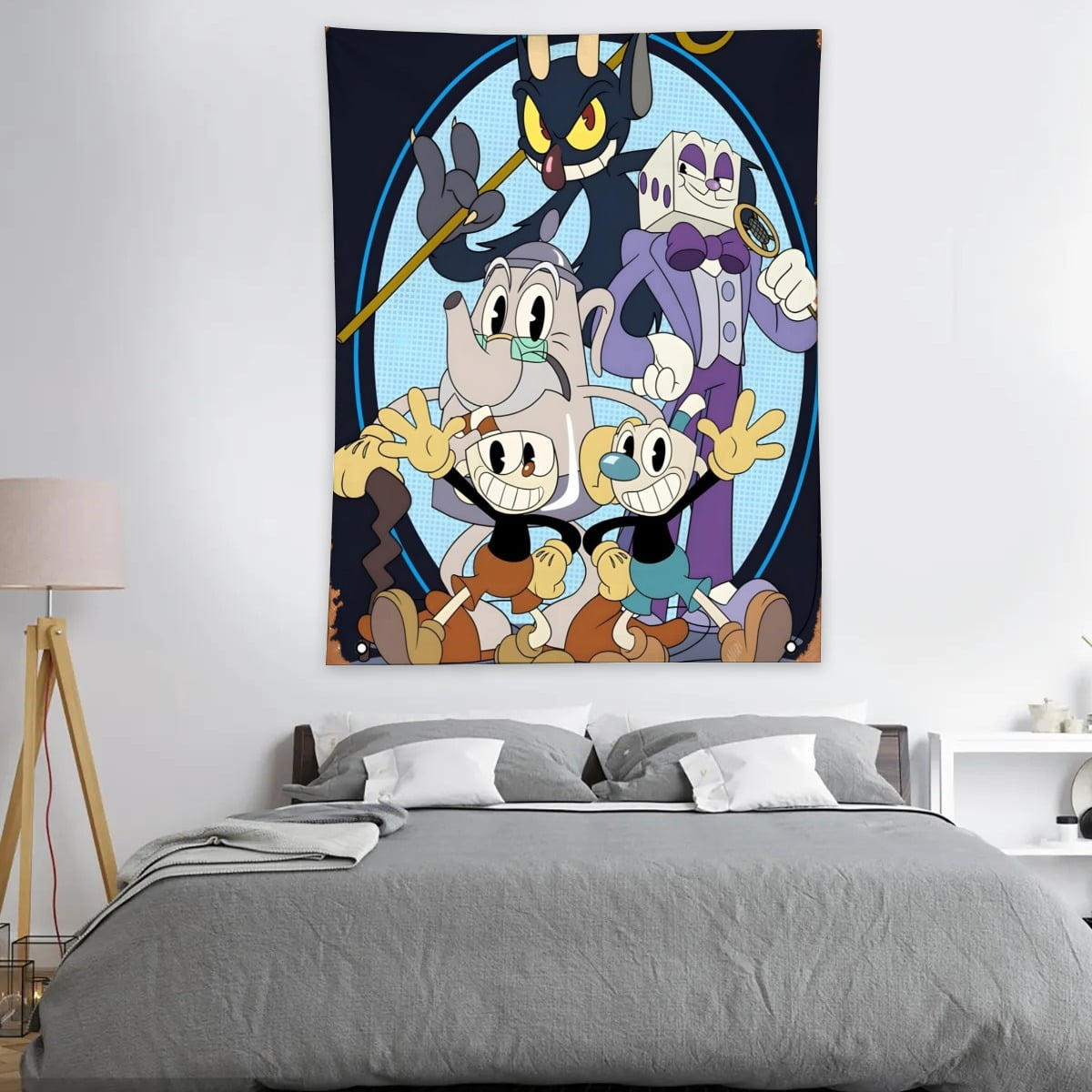 Cuphead-Theme Anti-pilling Tapestry Gift Wall Hanging Backdrop for Room Bedroom Girls Fans ...