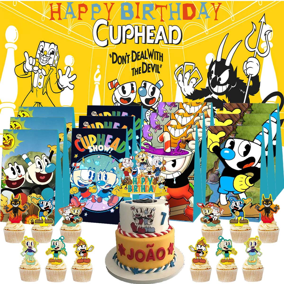 Cuphead Treat Bags Candy Decorations Party Favor Supplies Birthday Cake ...
