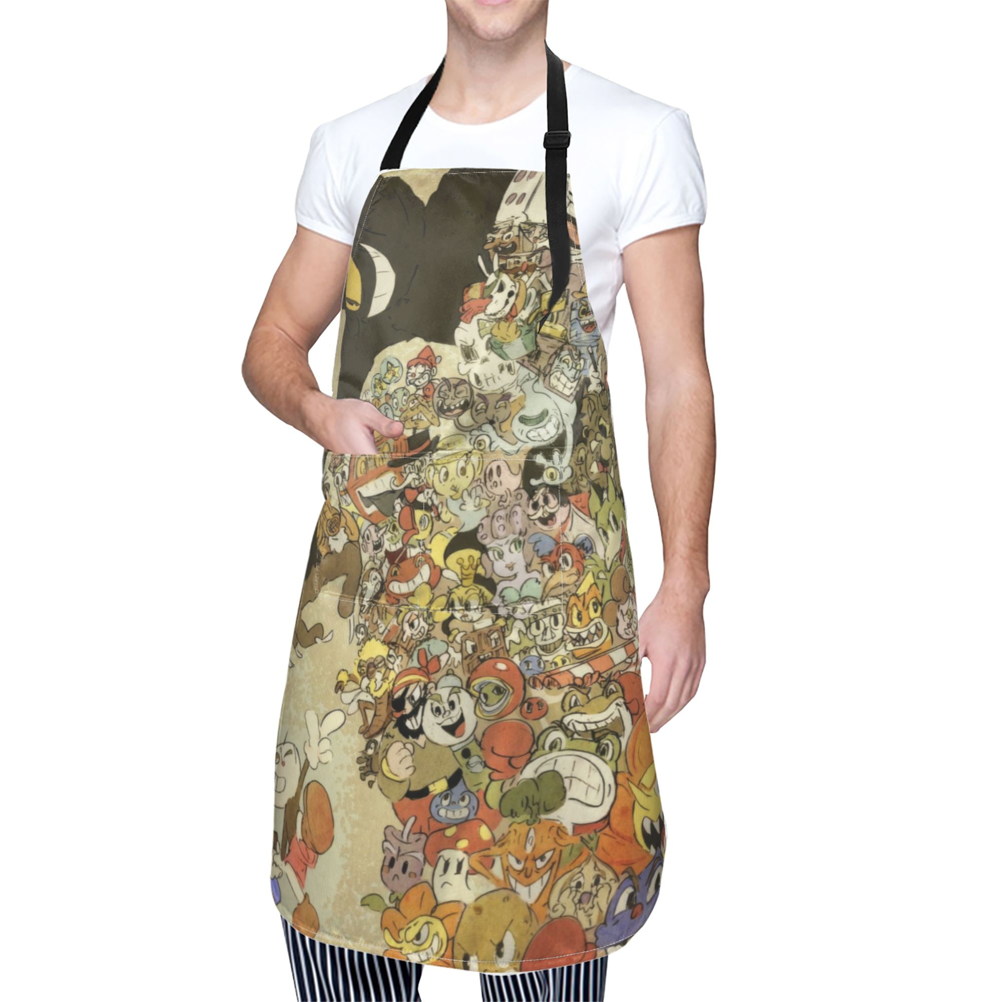 Cup-Head Waterproof Apron with 2 Pockets for Men Women, Adjustable Chef ...