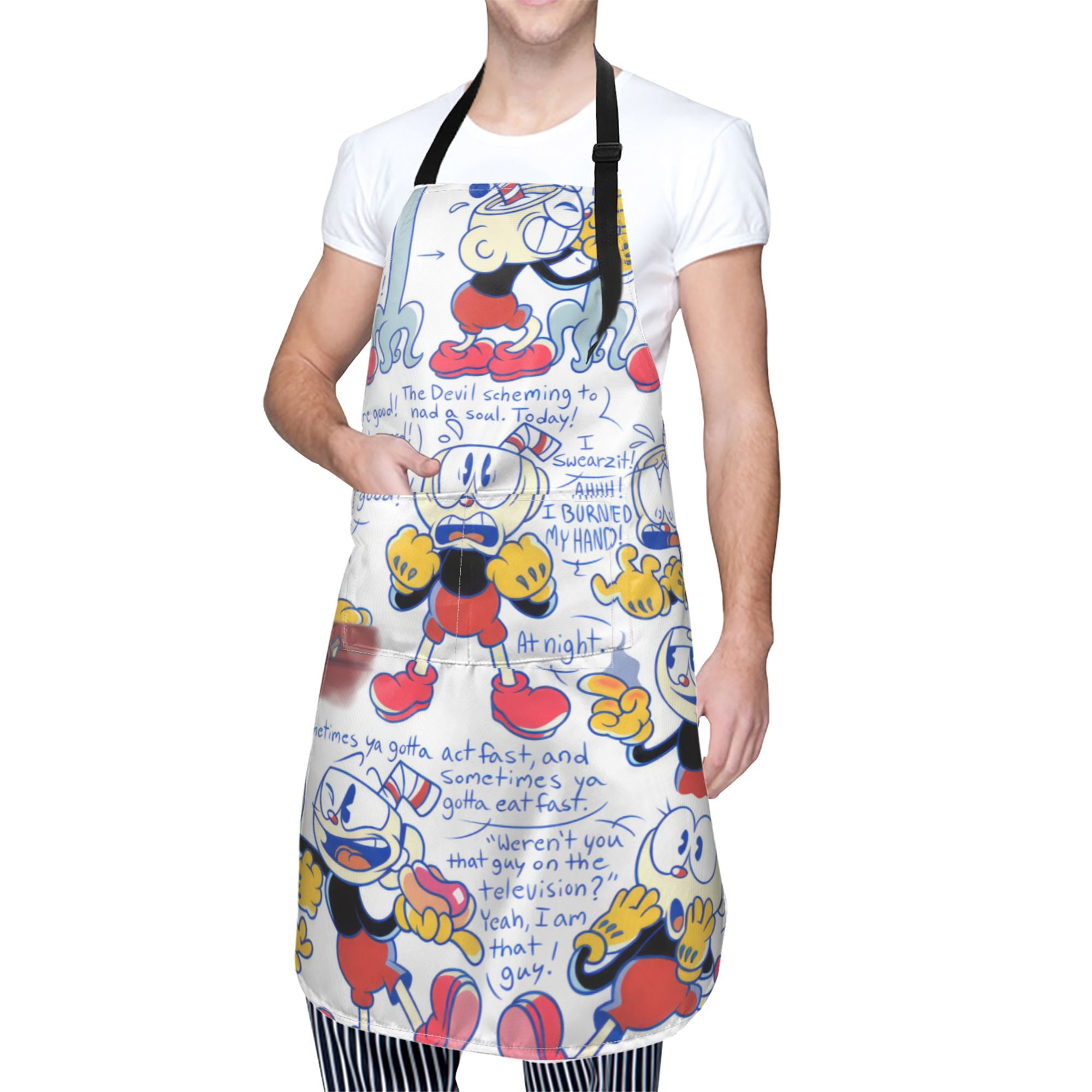 Cup-Head Waterproof Apron with 2 Pockets for Men Women, Adjustable Chef ...