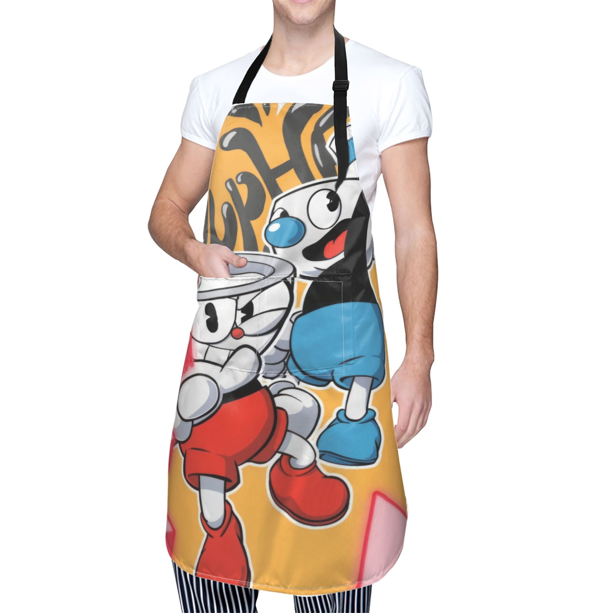 Cuphead Waterproof Apron with 2 Pockets for Men Women, Adjustable Chef ...